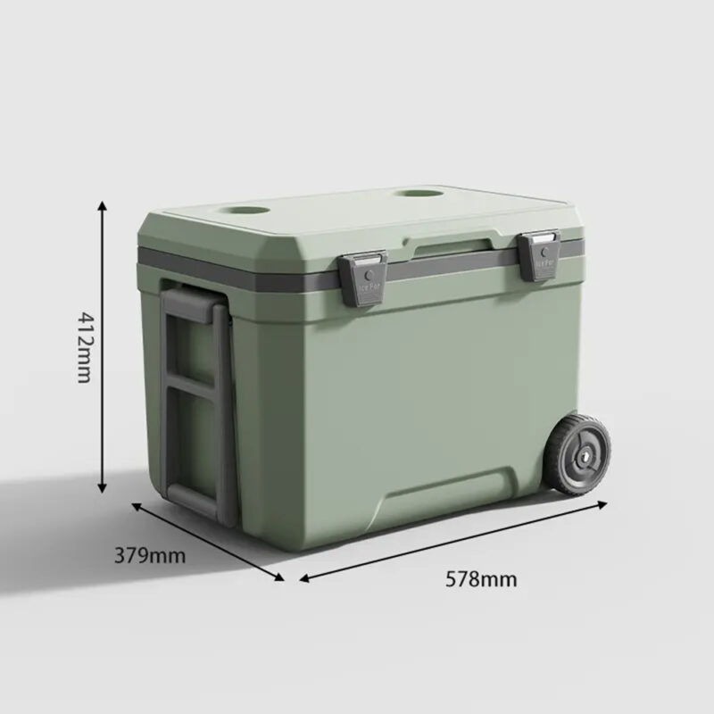 Hard Cooler Box with Wheels & Locking Handle Leak-Proof 47.5QT 45L